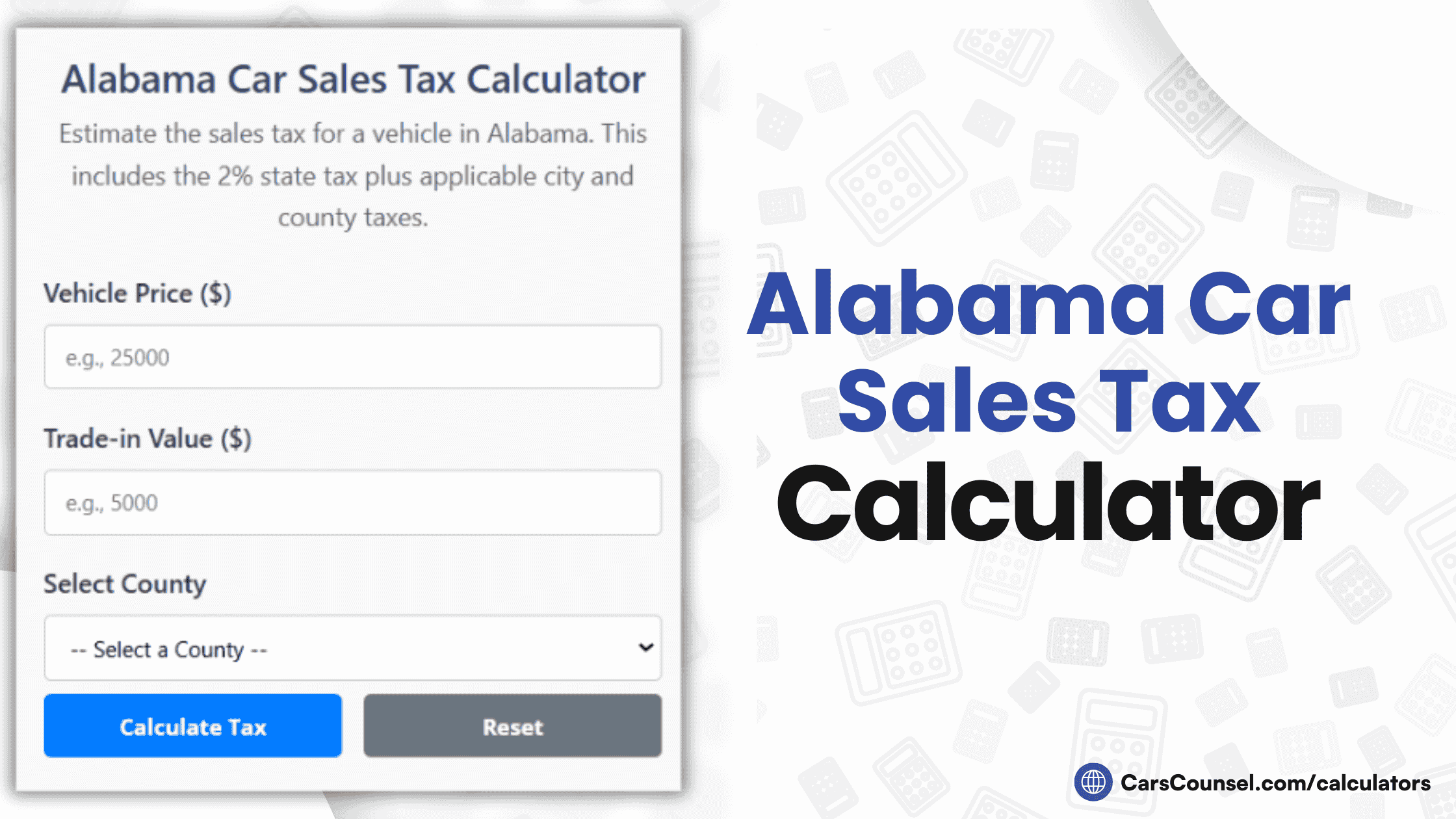Alabama Car Sales Tax Calculator 2025 – Fast, Free & Accurate
