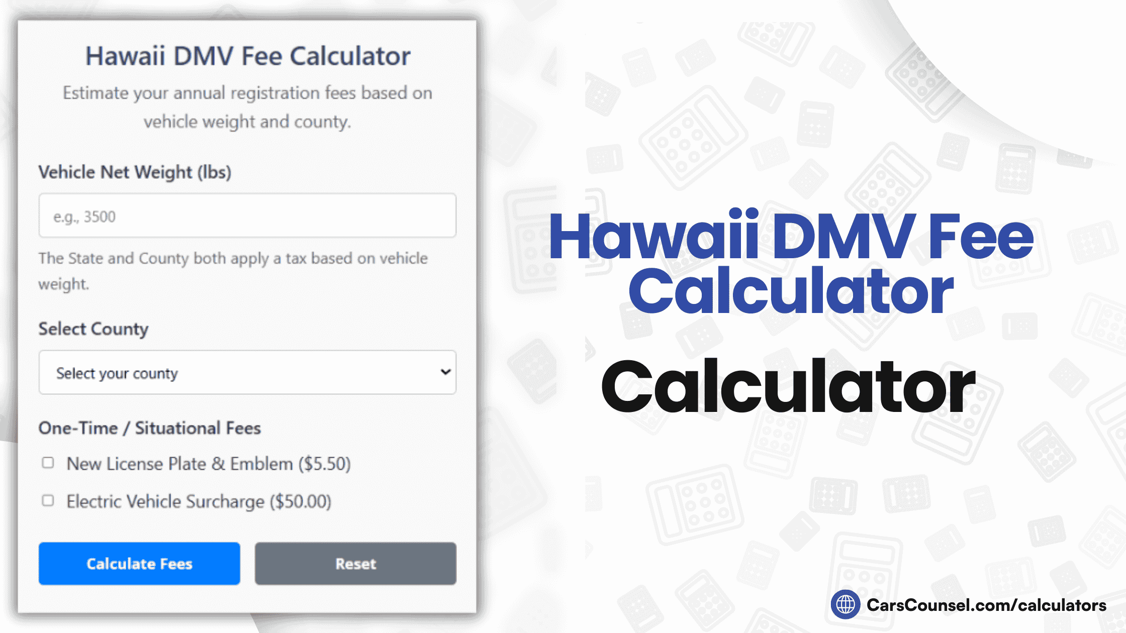 Hawaii Car Registration Fee Calculator – CarsCounsel