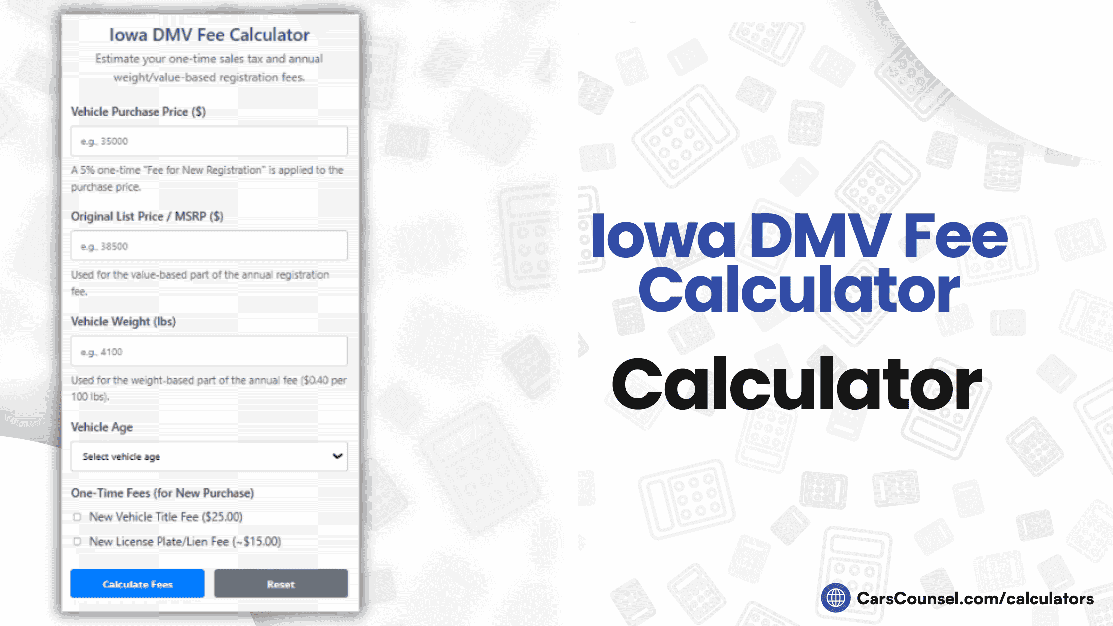 Iowa Car Registration Fee Calculator – CarsCounsel
