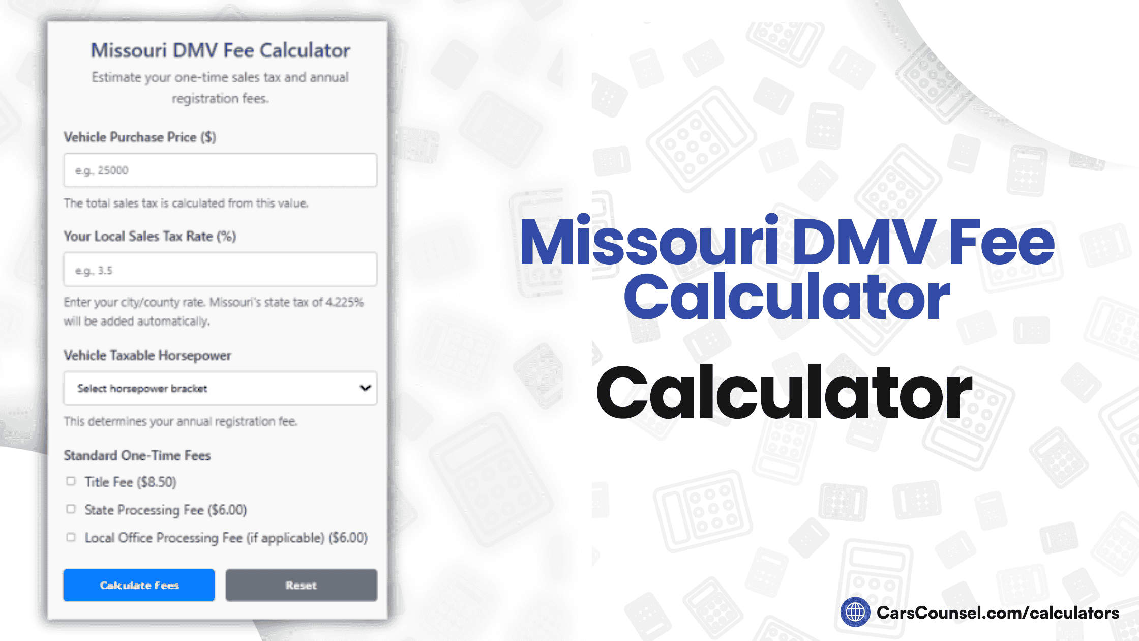 Missouri Car Registration Fee Calculator – CarsCounsel