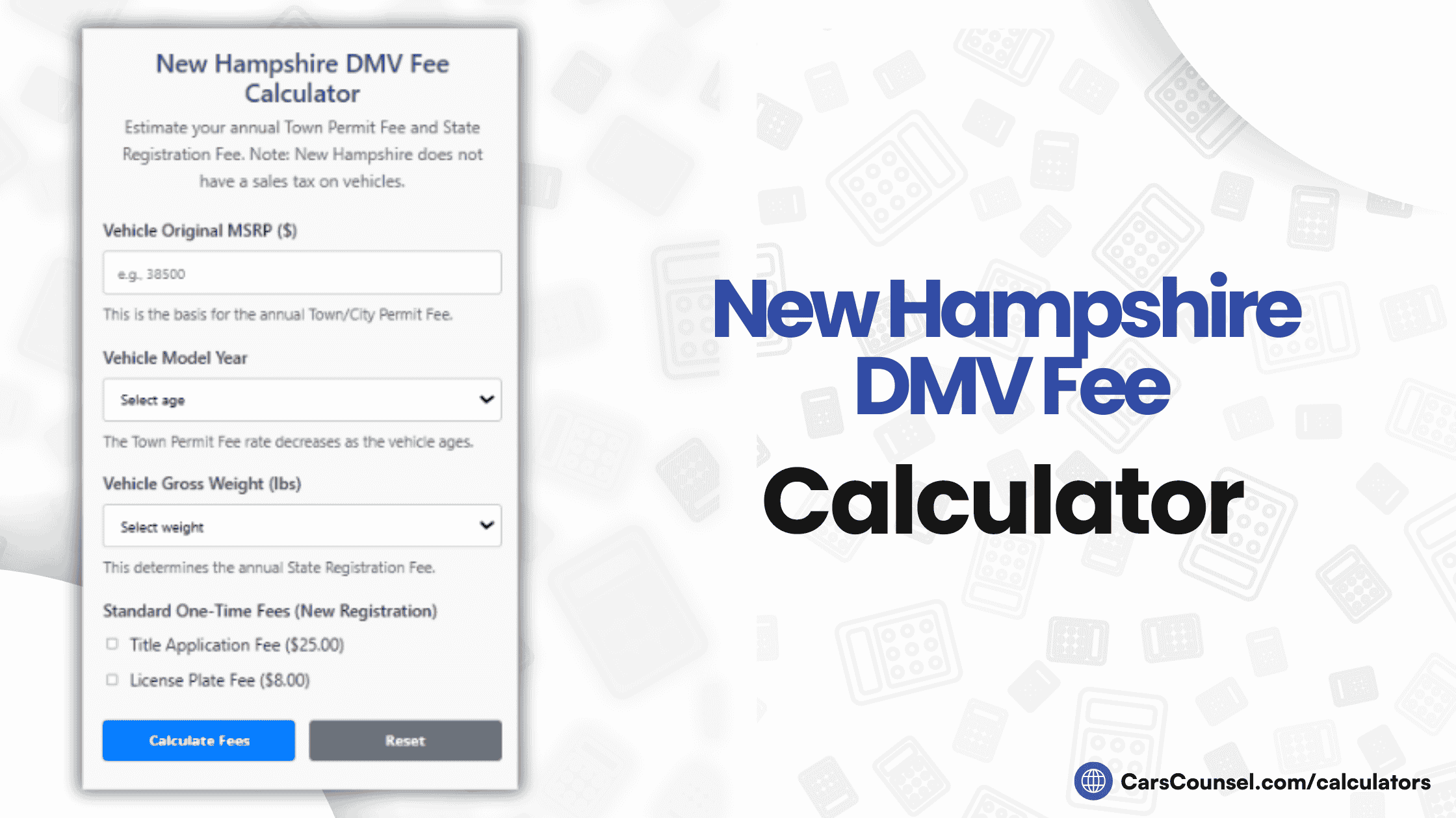 New Hampshire Car Registration Fee Calculator – CarsCounsel