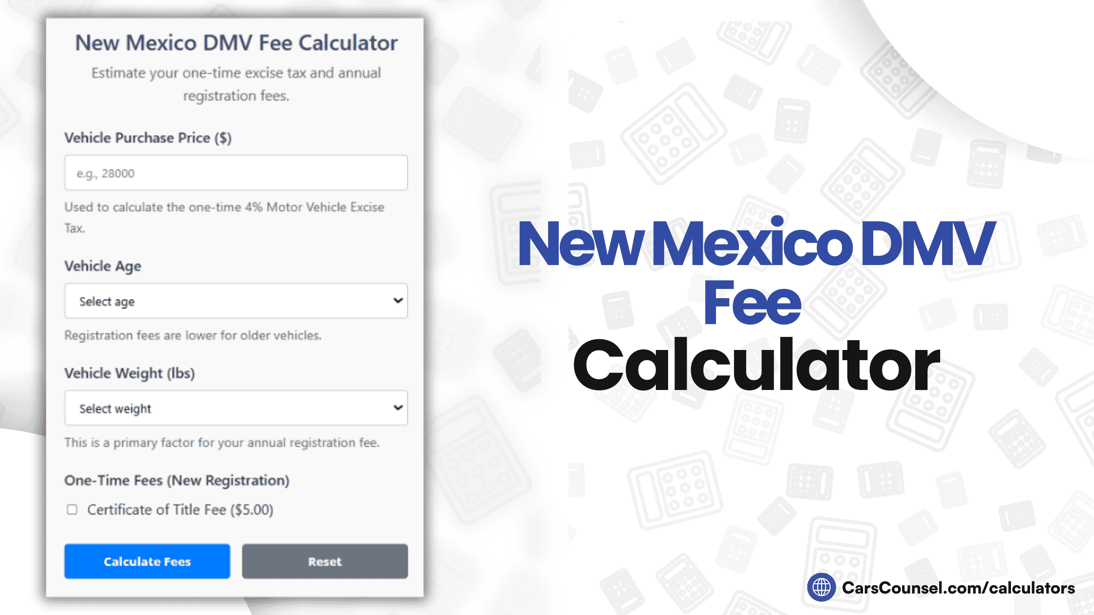 New Mexico Car Registration Fee Calculator – CarsCounsel