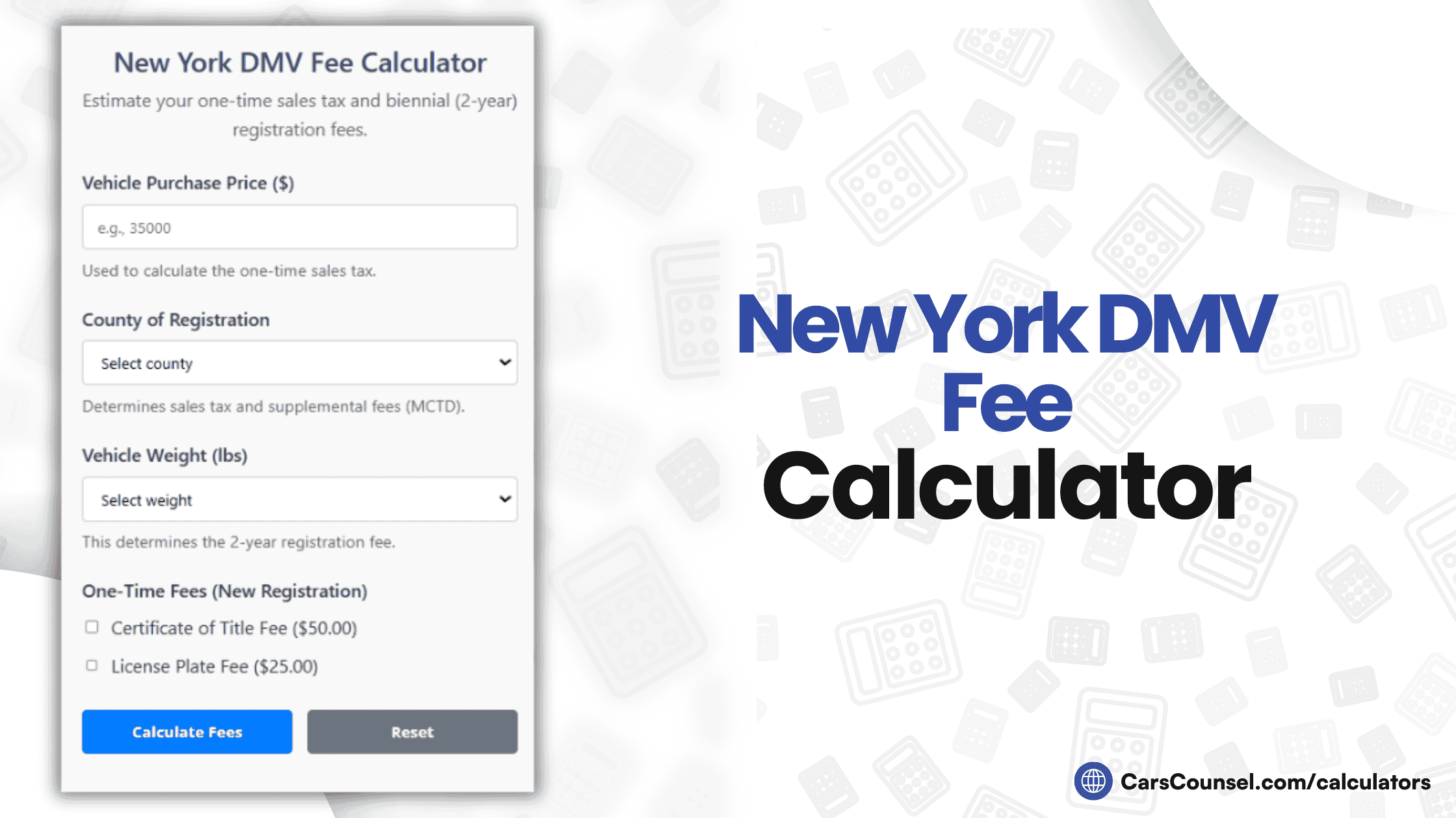 New York Car Registration Fee Calculator – CarsCounsel