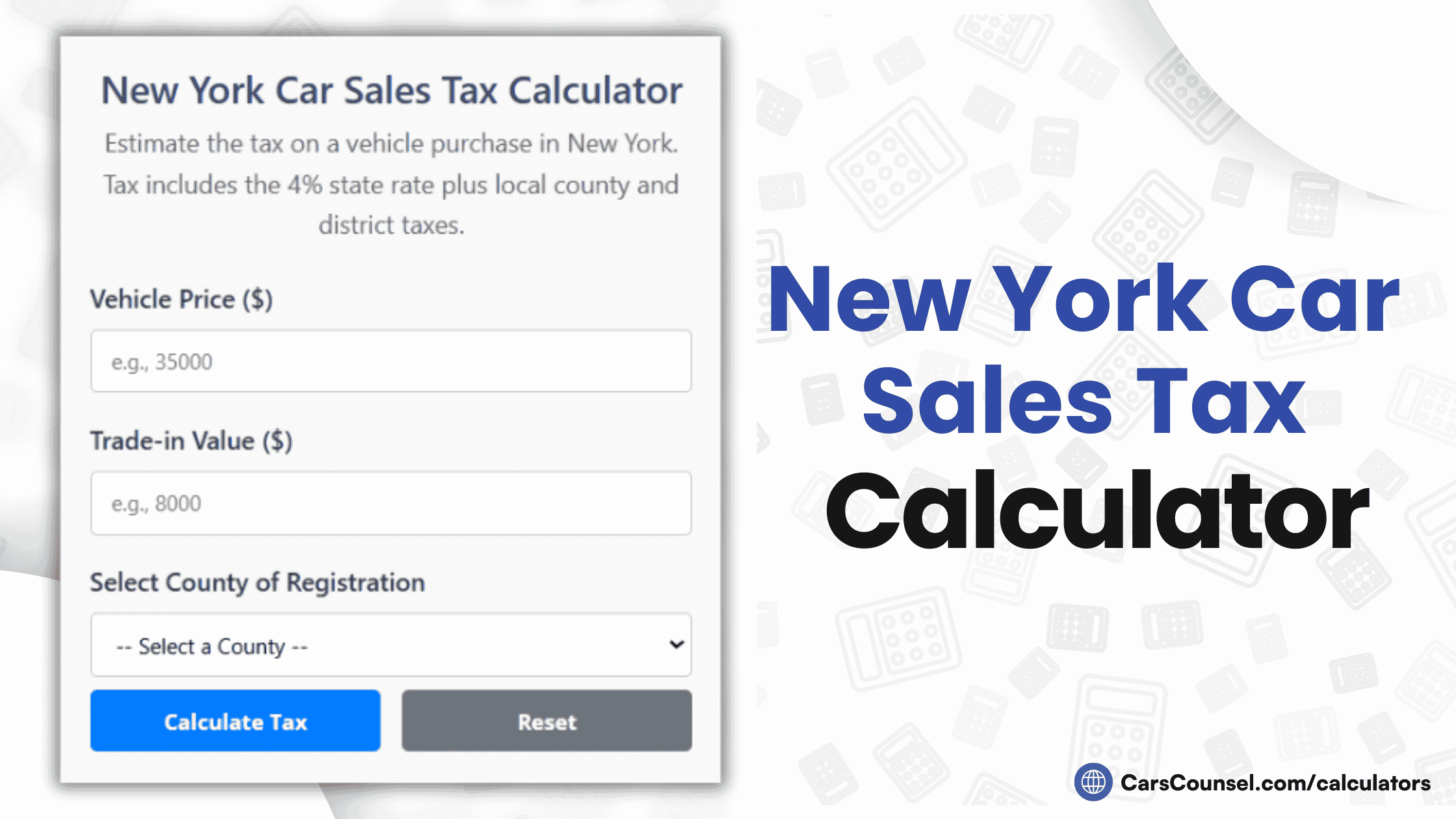 New York Car Sales Tax Calculator 2025 – Fast, Free & Accurate