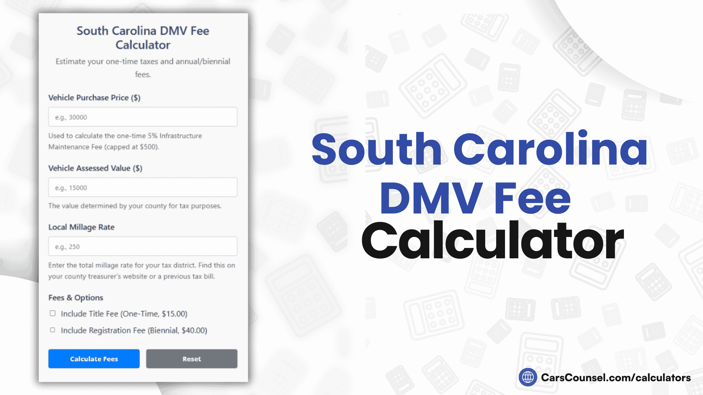 South Carolina Car Registration Fee Calculator – CarsCounsel