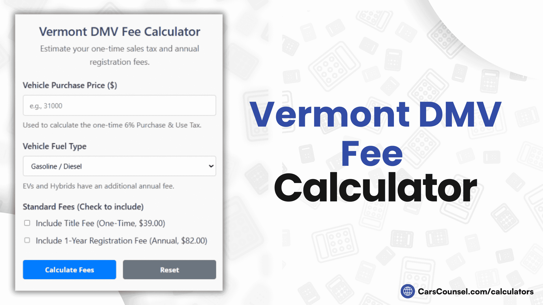 Vermont Car Registration Fee Calculator – CarsCounsel