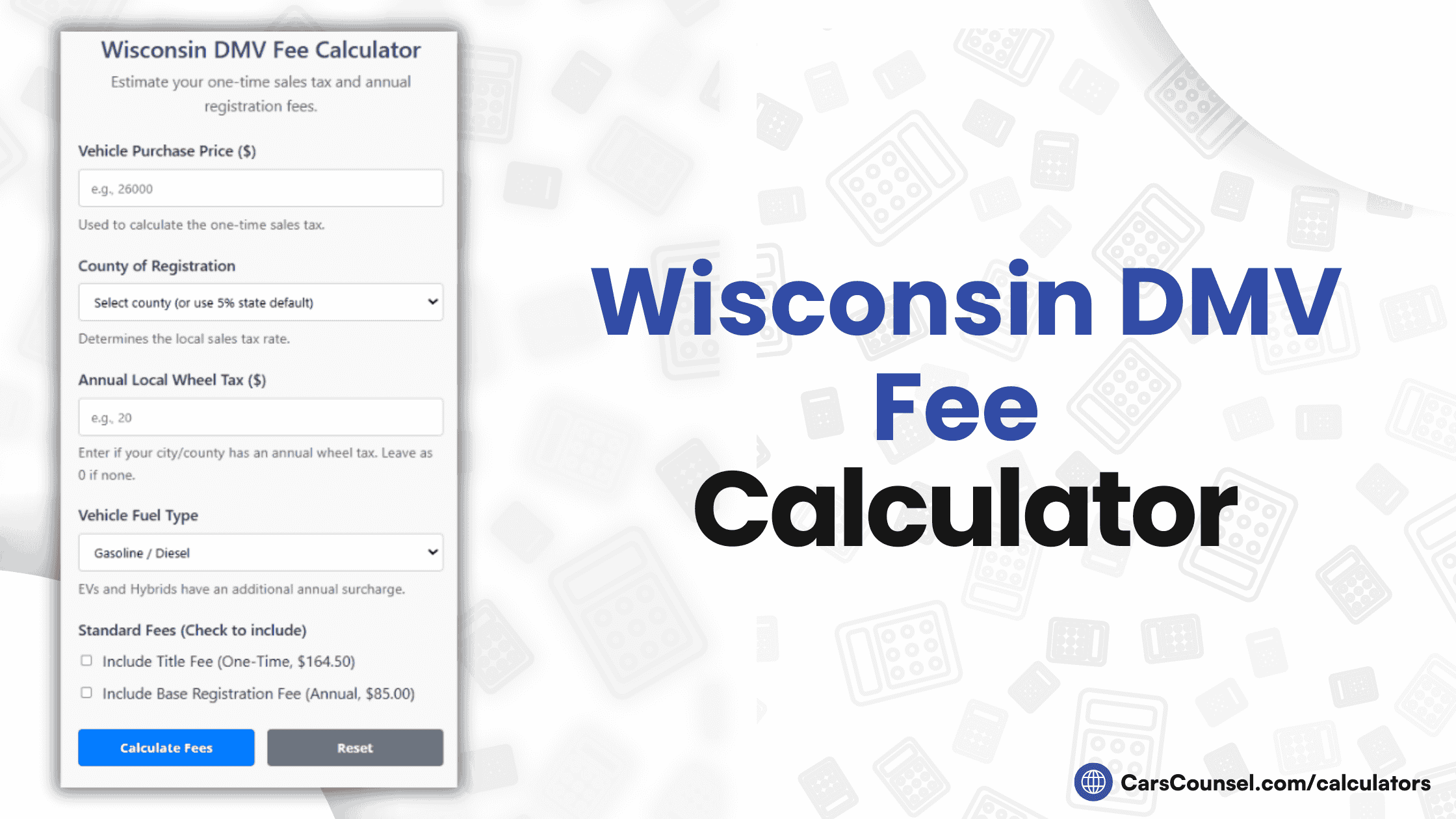 Wisconsin Car Registration Fee Calculator – CarsCounsel