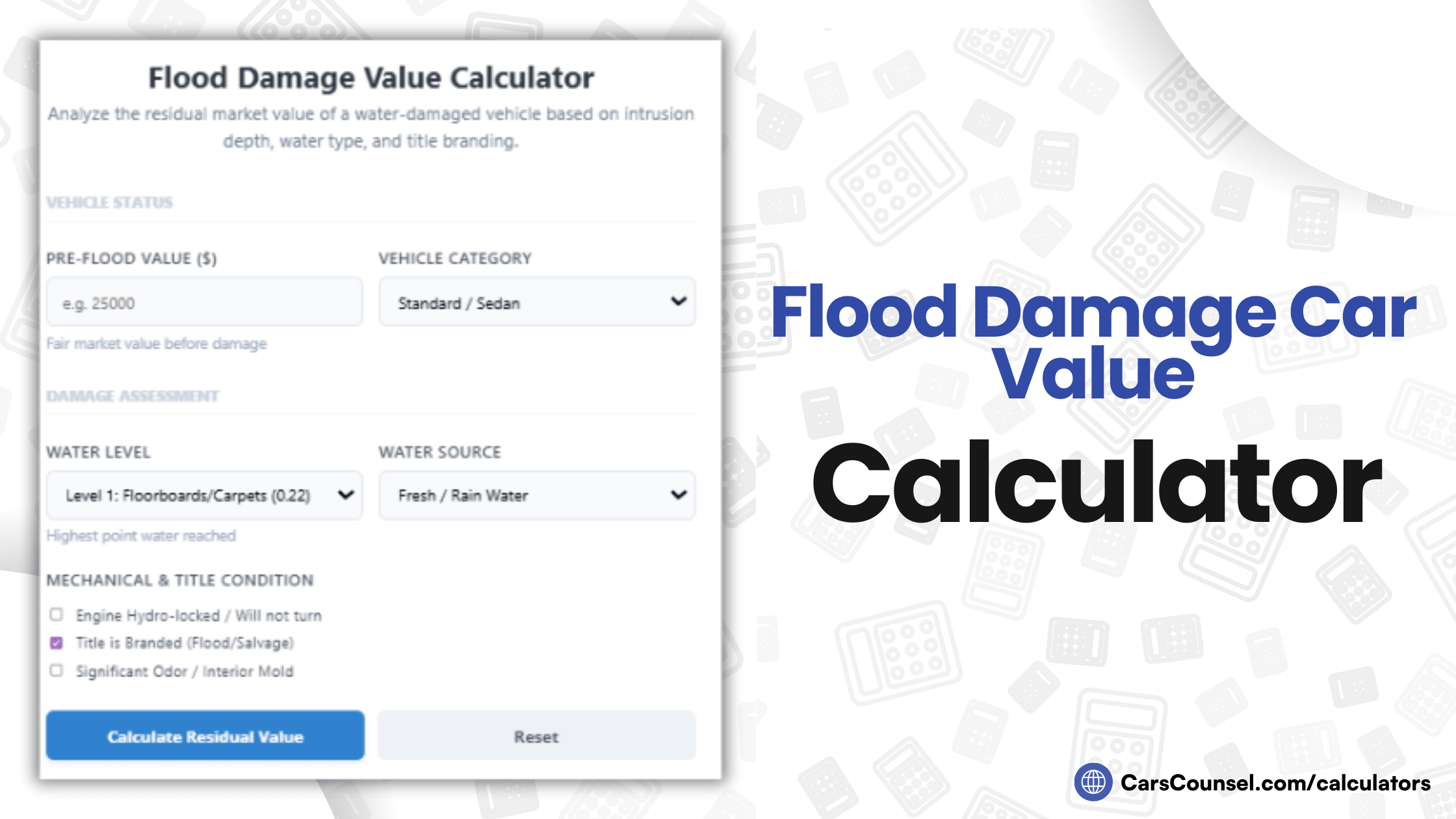 Flood Damage Car Value Calculator – CarsCounsel