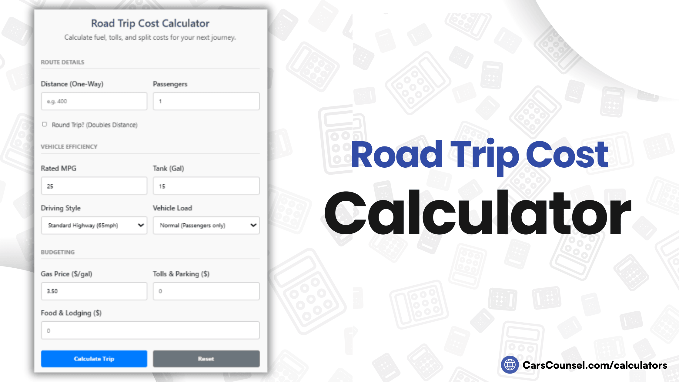 Road Trip Fuel Cost Calculator – CarsCounsel