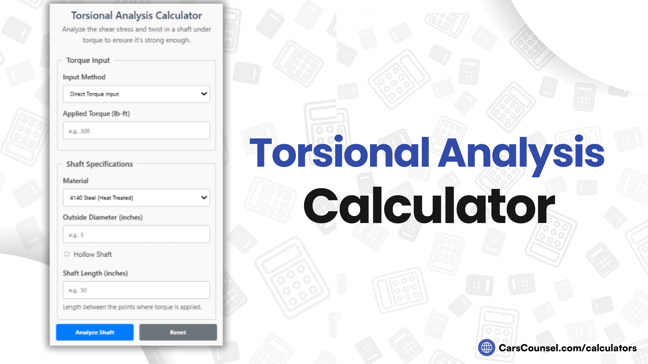 Torsional Analysis Calculator – CarsCounsel